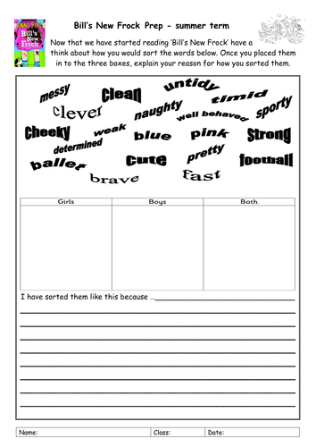 Bill's New Frock Guided Reading Activities | Teaching Resources