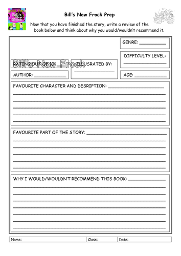 Bill's New Frock Guided Reading Activities | Teaching Resources