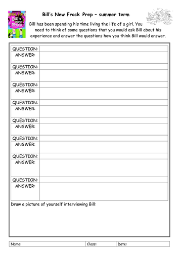 Bill's New Frock Guided Reading Activities | Teaching Resources