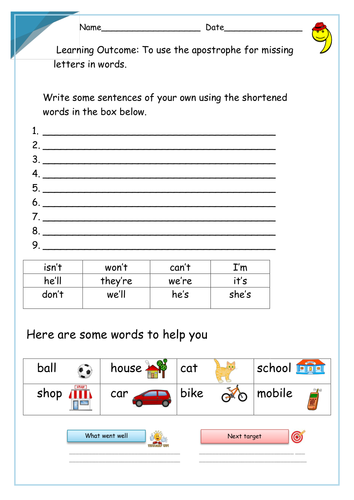 Apostrophe for Omission - Christmas Themed Worksheets | Teaching Resources