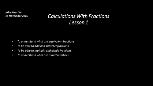 Calculations-With-Fractions-Lesson -1 | Teaching Resources