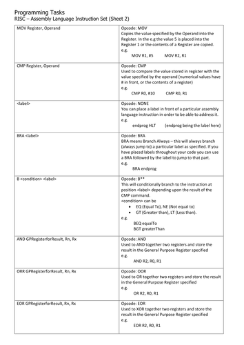 Machine Programming (AQA A-Level Computer Science) - RISC Instruction ... Machine Programming (AQA A-Level Computer Science) - RISC Instruction ...