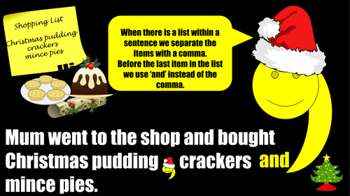Commas in Lists - Christmas Themed | Teaching Resources