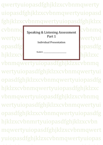 Speaking & Listening Presentation Booklet | Teaching Resources