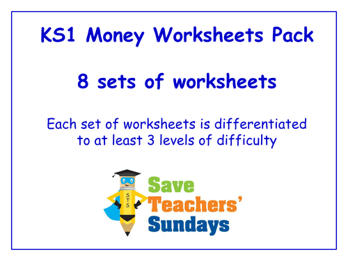 KS1 Money Worksheets Pack (8 sets of differentiated worksheets ...