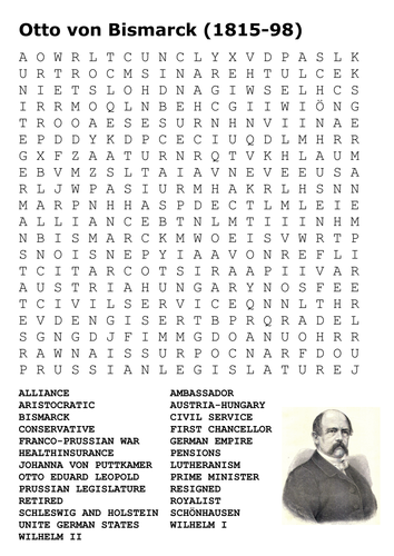 Otto von Bismarck Word Search | Teaching Resources