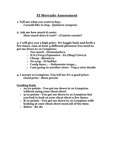 Spanish Marketplace - El Mercado Simulation | Teaching Resources