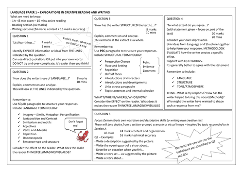 AQA English Language Paper 1 and Paper 2 Revision Mats by misswhiles ...