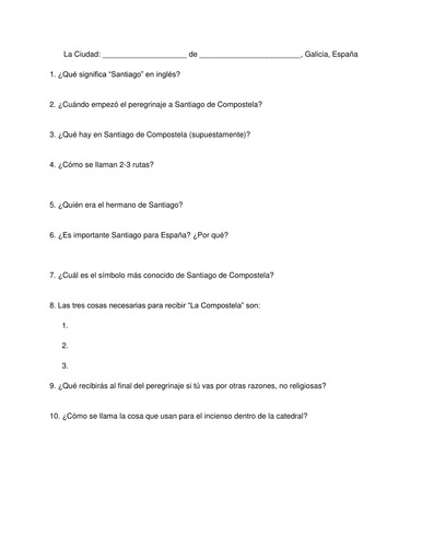 El Camino de Santiago | Teaching Resources