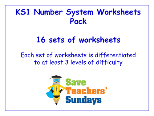 KS1 Number System Worksheets Pack (16 sets of differentiated worksheets ...