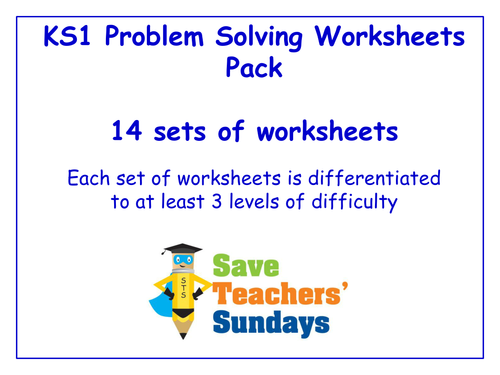 KS1 Problem Solving Worksheets Pack (14 sets of differentiated ...