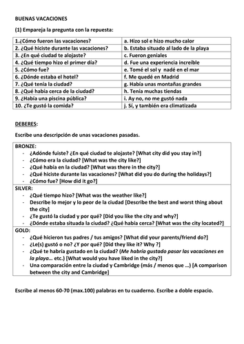 KS4 Spanish - Holidays, accommodation, weather and Seville (6x lessons ...