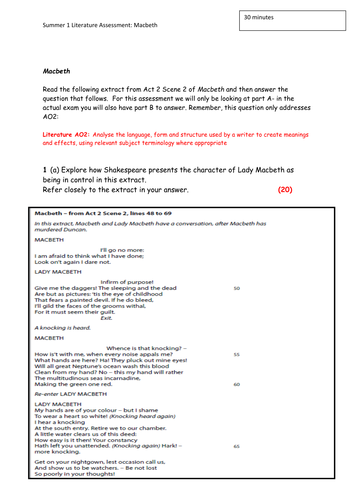 New spec AQA English Language paper 1 mini assessment using Literature ...