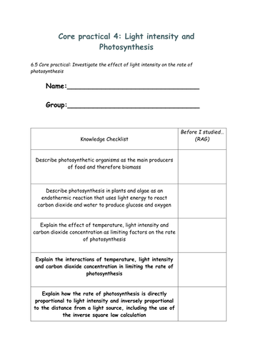 Edexcel Core practical guides for Combined Science Biology - student ...