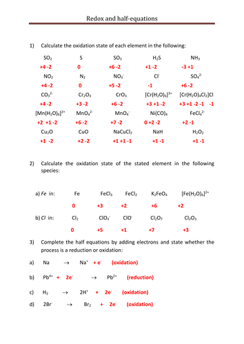 Redox Assigning Oxidation Numbers and Combining Half-equations ...
