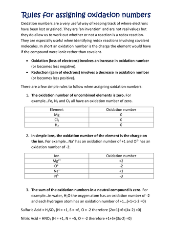 Redox Assigning Oxidation Numbers and Combining Half-equations ...