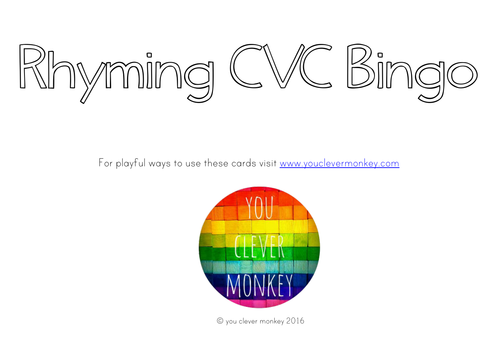 Rhyming CVC Word BINGO Game | Teaching Resources