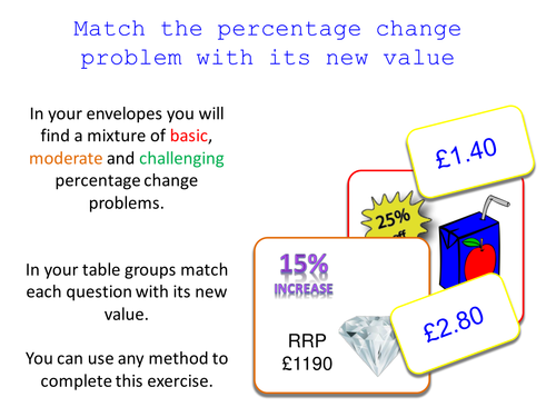 Percentage Change: Increase: Decrease: Multiplier | Teaching Resources