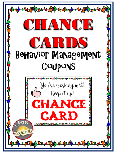 Behavior Management Coupons - Chance Cards | Teaching Resources