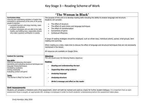 The Woman in Black - twelve lessons focusing on reading skills (first ...