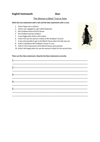 The Woman in Black - twelve lessons focusing on reading skills (first ...