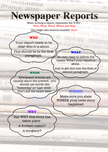 Creating a Newspaper Report - Upper KS2 & 3 | Teaching Resources