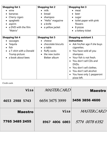 Fun shopping role-play for adult EFL learners | Teaching Resources