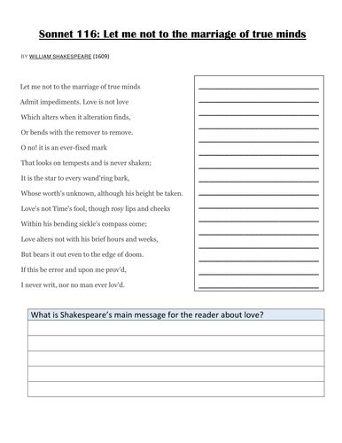 Sonnet 116 - William Shakespeare - Love and Relationships Poetry ...
