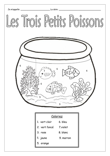 FRENCH COLOURS - Les Couleurs - Colour by Numbers - Worksheets ...
