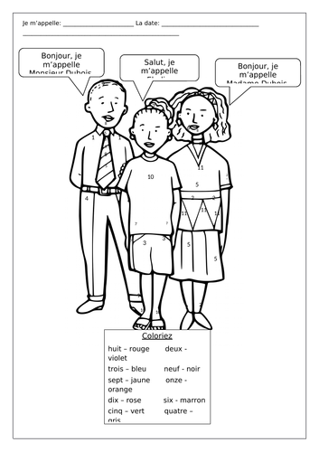 FRENCH COLOURS - Les Couleurs - Colour by Numbers - Worksheets ...