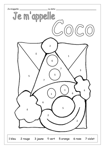 FRENCH COLOURS - Les Couleurs - Colour by Numbers - Worksheets ...