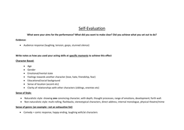 Drama self-evaluation of performance | Teaching Resources
