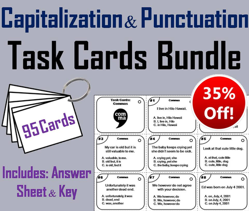 Capitalization and Punctuation Task Cards | Teaching Resources
