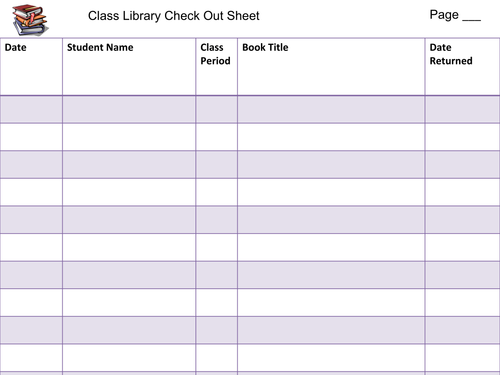 Classroom Library Checkout Sheet (All Grades) & Book Return Label ...