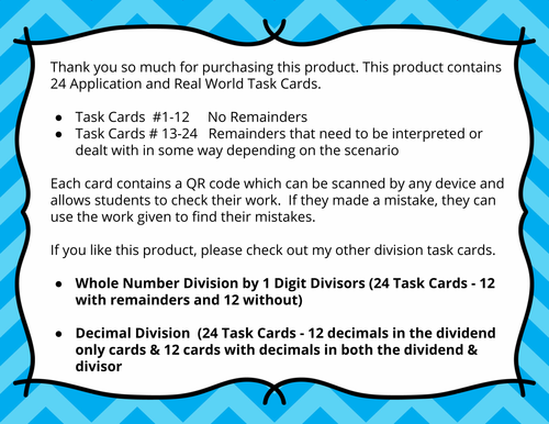 24 Long Division with 2 Digit Divisors Task Cards With QR Codes & Work ...