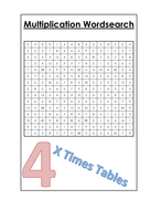 Multiplication Wordsearch 4X tables by SirCumference - Teaching ...