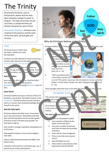 The Holy Trinity Revision Information Sheet | Teaching Resources