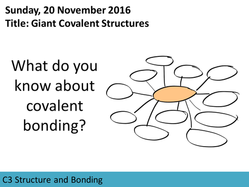 AQA GCSE C3 Structure and Bonding L6 Giant Covalent Structures ...