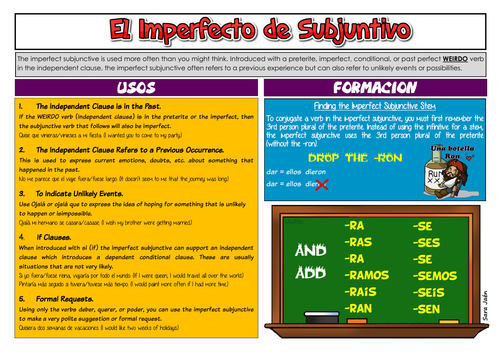 Spanish Imperfect Subjunctive group of resources (booklet and revision ...