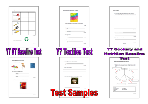 Y7 Design Technology and Cookery and Nutrition Tests | Teaching Resources