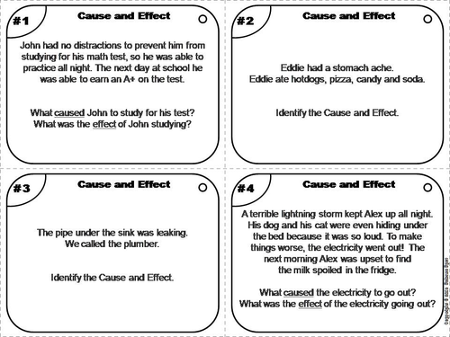 Cause and Effect Task Cards | Teaching Resources