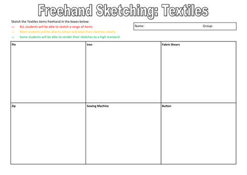 Freehand Textiles Sketching Tasks | Teaching Resources