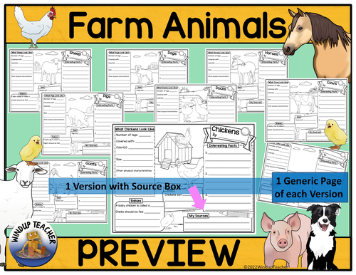 Farm Animal Research Activity Posters | Teaching Resources