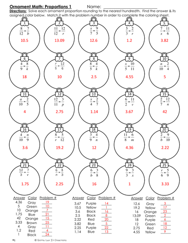 Christmas math Surprise - Proportions Coloring Page | Teaching Resources