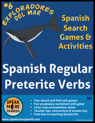 Games for Spanish Regular Preterite Tense Verbs * Juego de Verbos del ...