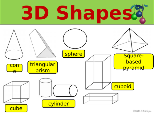 3D Shapes Christmas Theme Presentation Lesson Plan Worksheet Activities ...