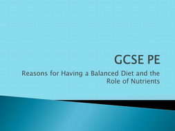 AQA GCSE PE 2016 - Lesson 6 Balanced Diet | Teaching Resources