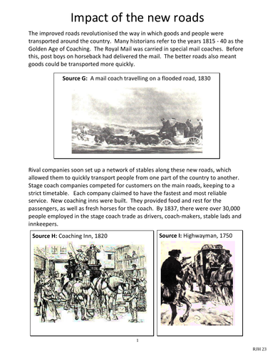Transport Revolution 1750 - 1900: Roads | Teaching Resources