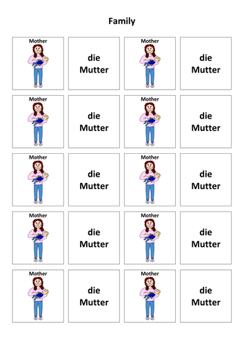 Family: German Vocabulary Card Sort | Teaching Resources