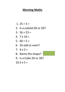 Morning maths activities - year 2/3/4 depending on ability - 36 ...